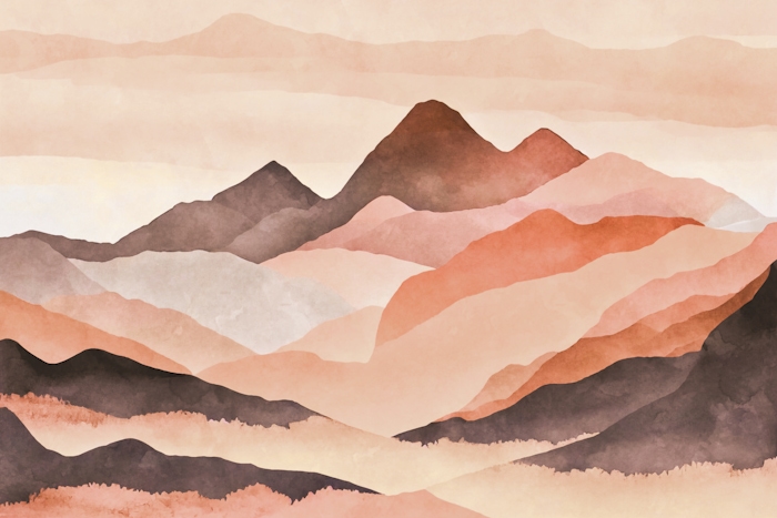 Peach Sunset Valley View Wallpaper | happywall.com