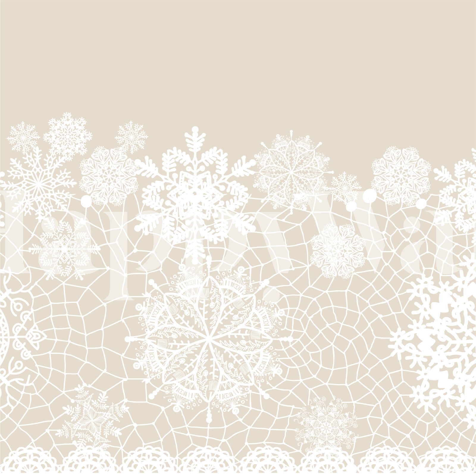 Beige Lace Floral Boho Wallpaper
