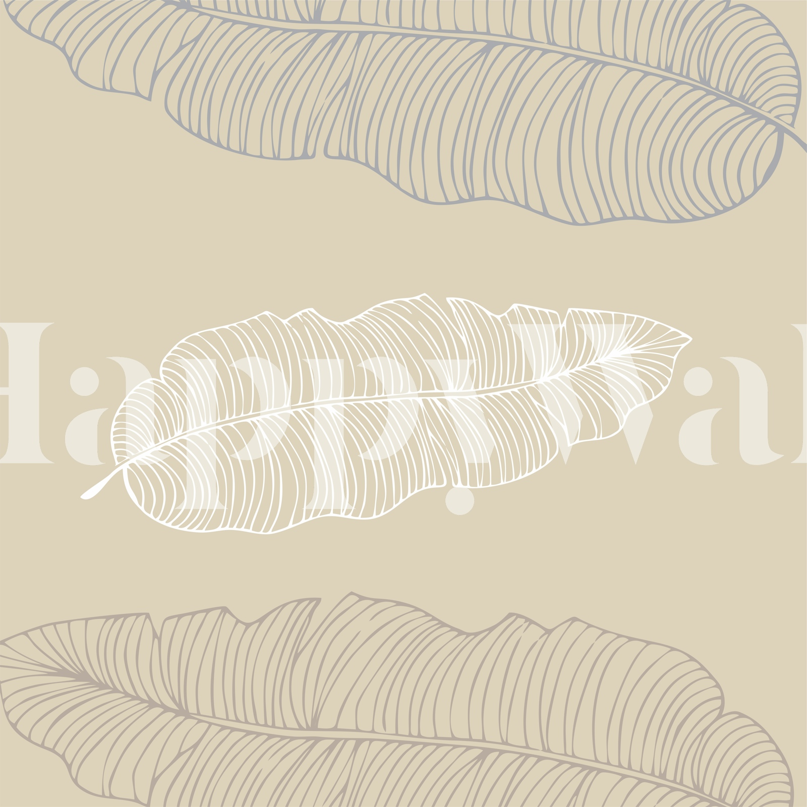 Large Scale Tan Palm Leaves - Happywall