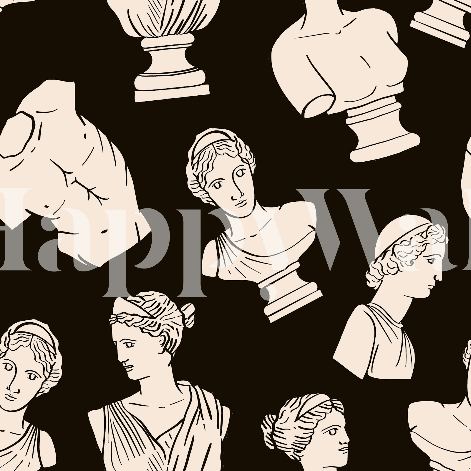 Classic Busts Wallpaper | happywall.com