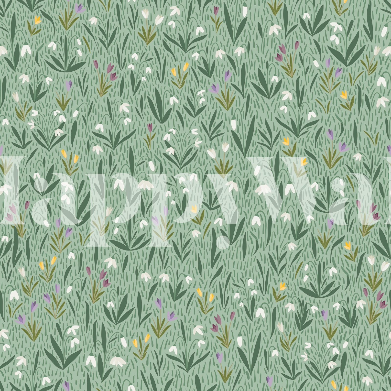 Green Floral Meadow Wallpaper