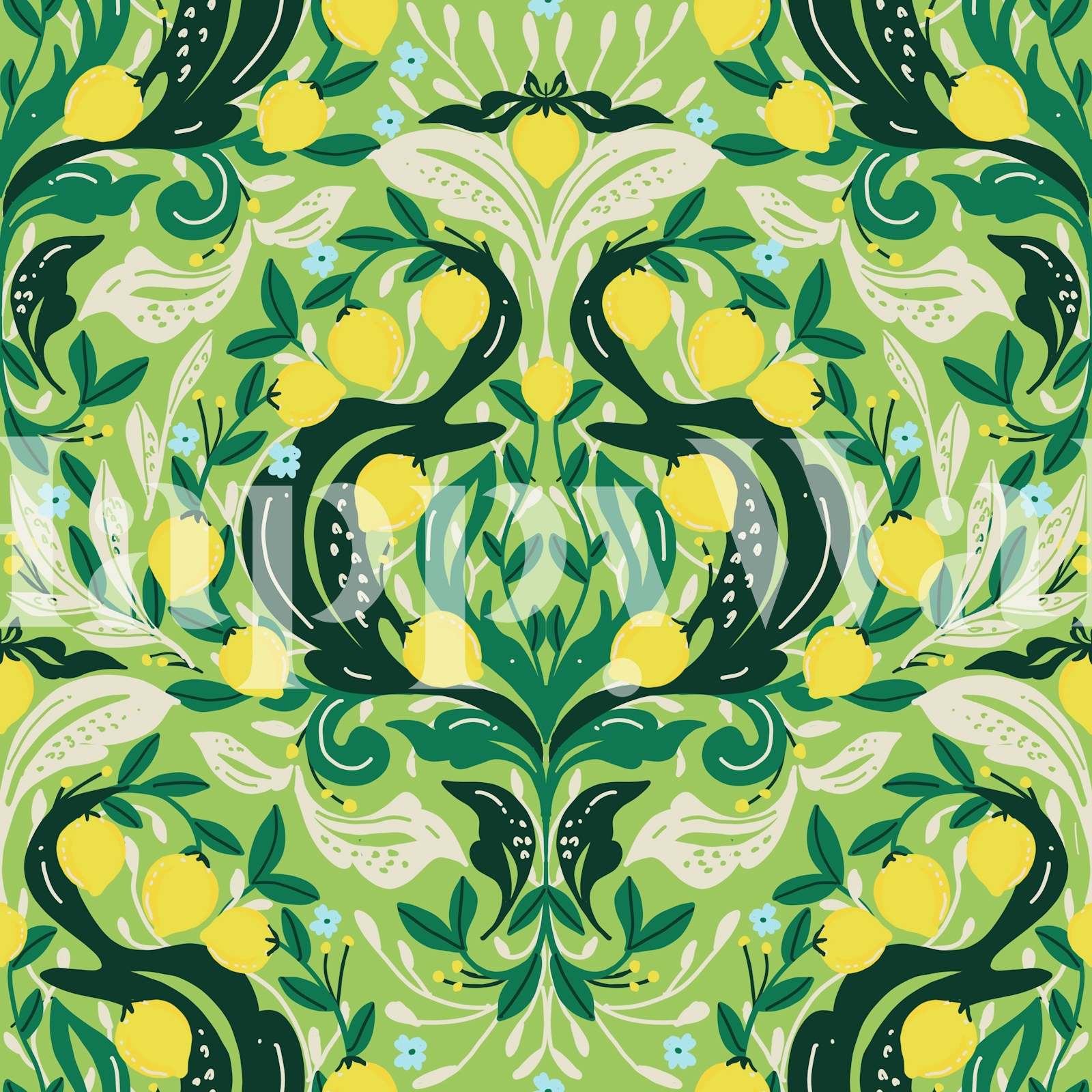 Zesty Lemon Floral Wallpaper for Bright Rooms