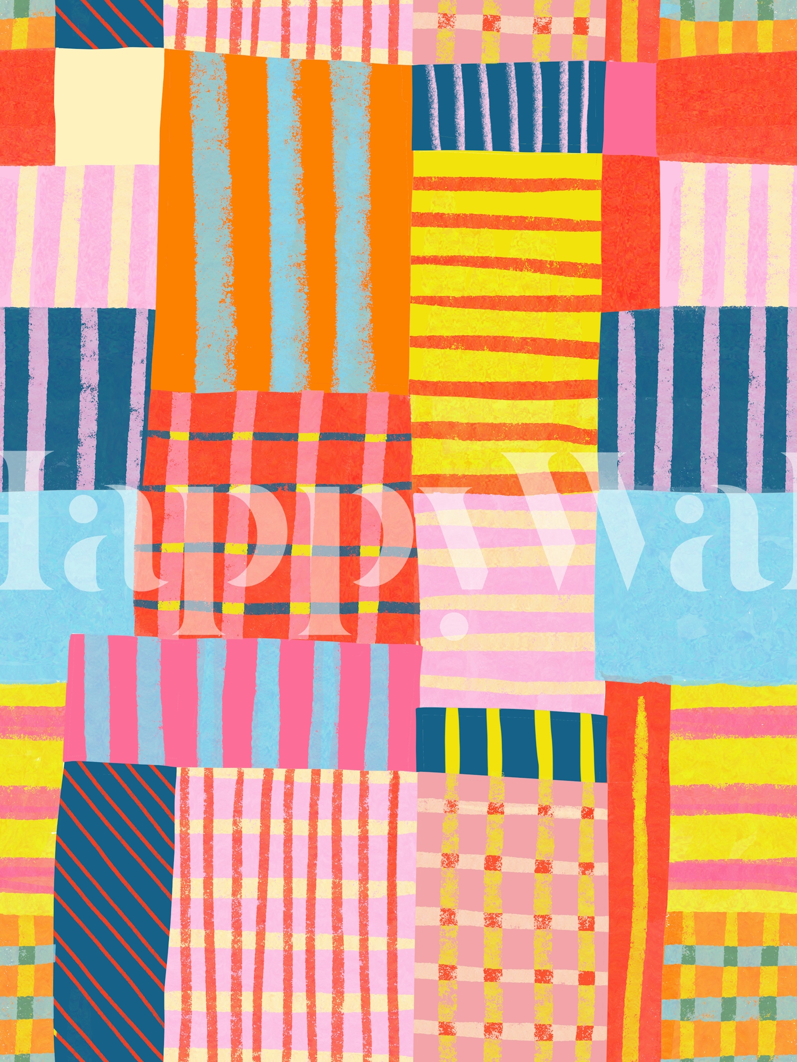 Colorful Patchwork Wallpaper for Kids Rooms