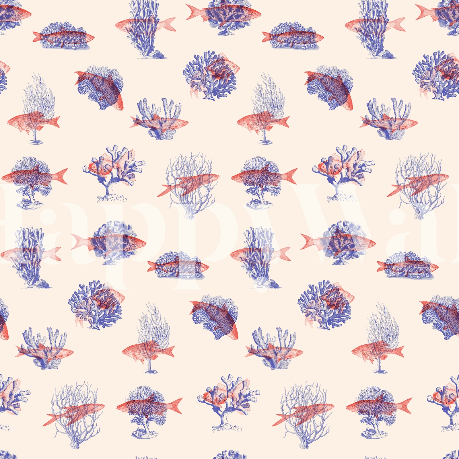 Nautical Fish Pattern Wallpaper for Kids Room
