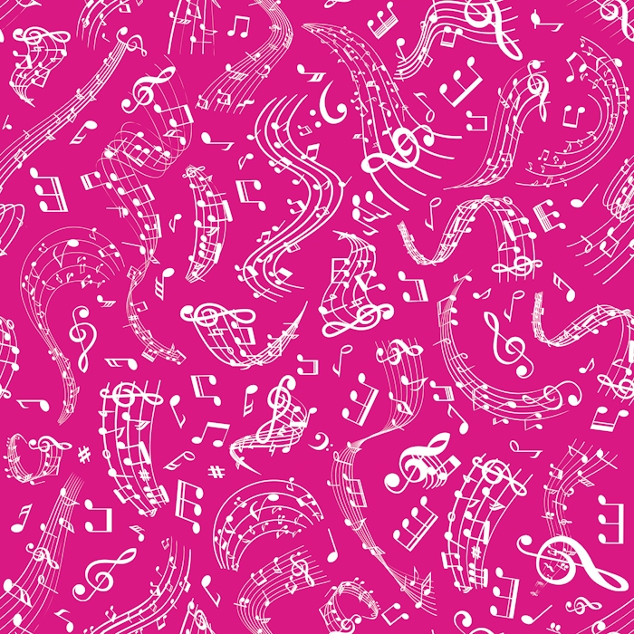 Music Notes 5 Vivid Pink Wallpaper - Happywall.com
