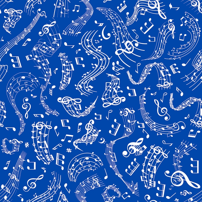 Cobalt Blue Music Notes Wallpaper | happywall.com