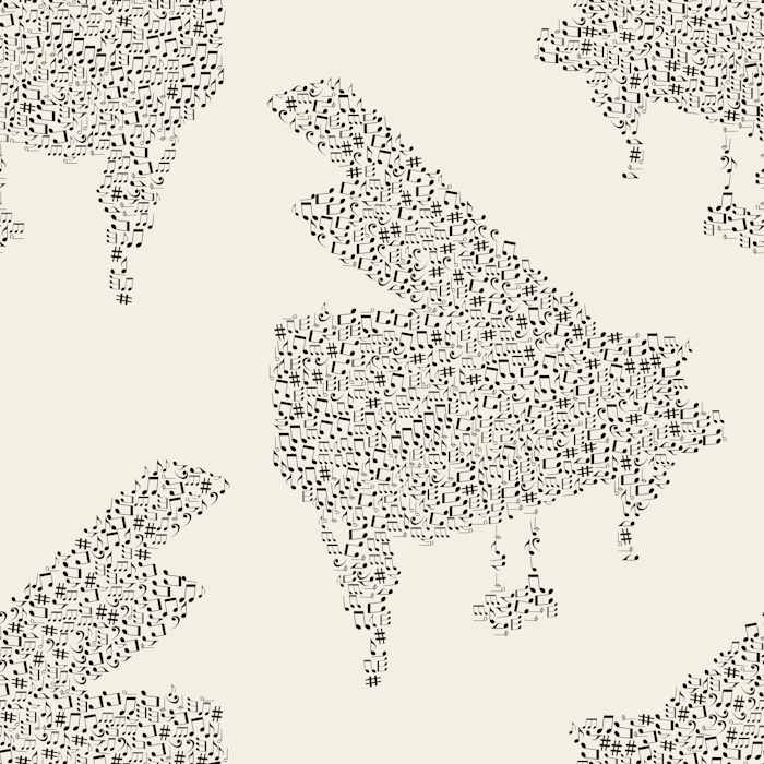 Pianos Pattern 2 cream - happywall.com