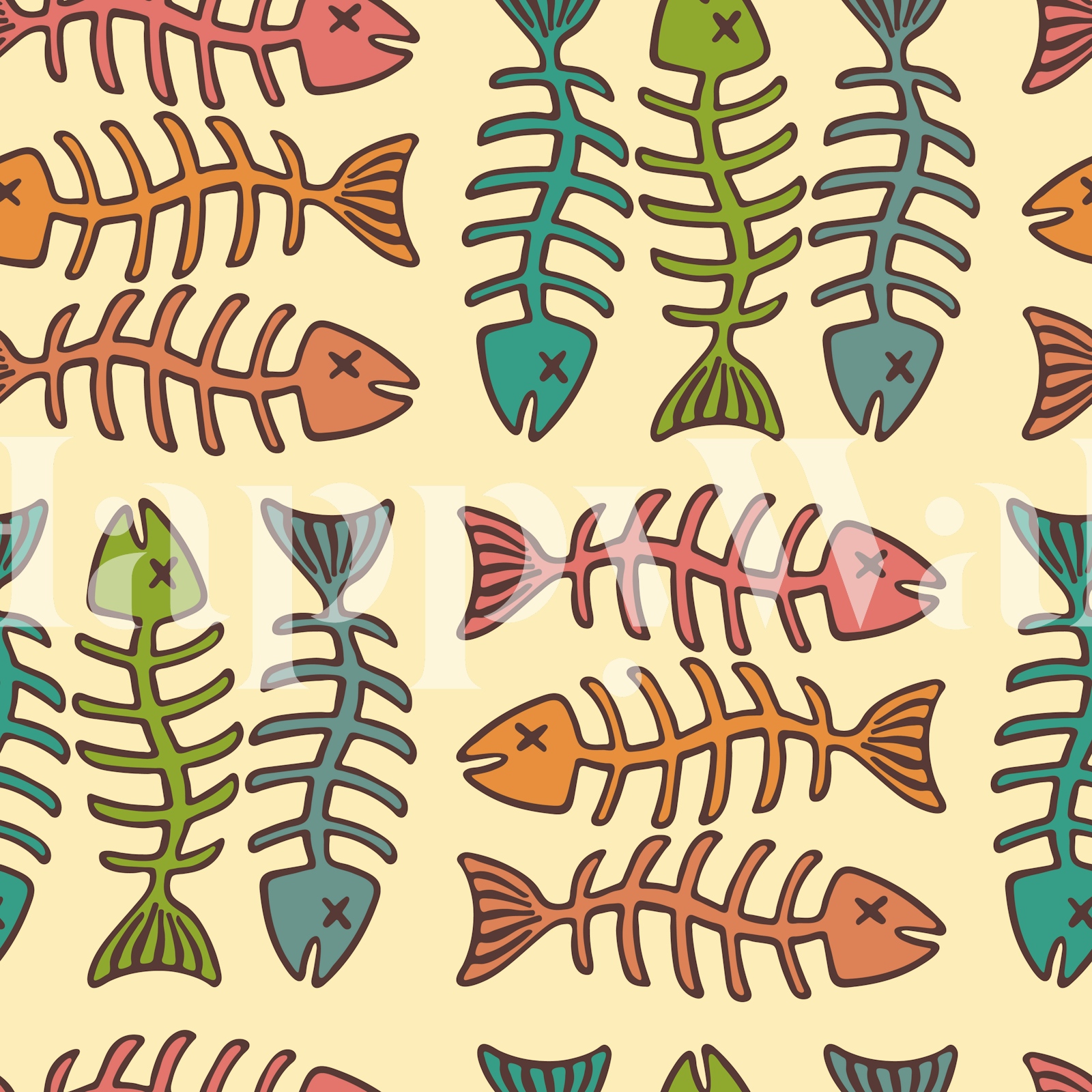 Fish Bones Vintage Wallpaper - happywall.com
