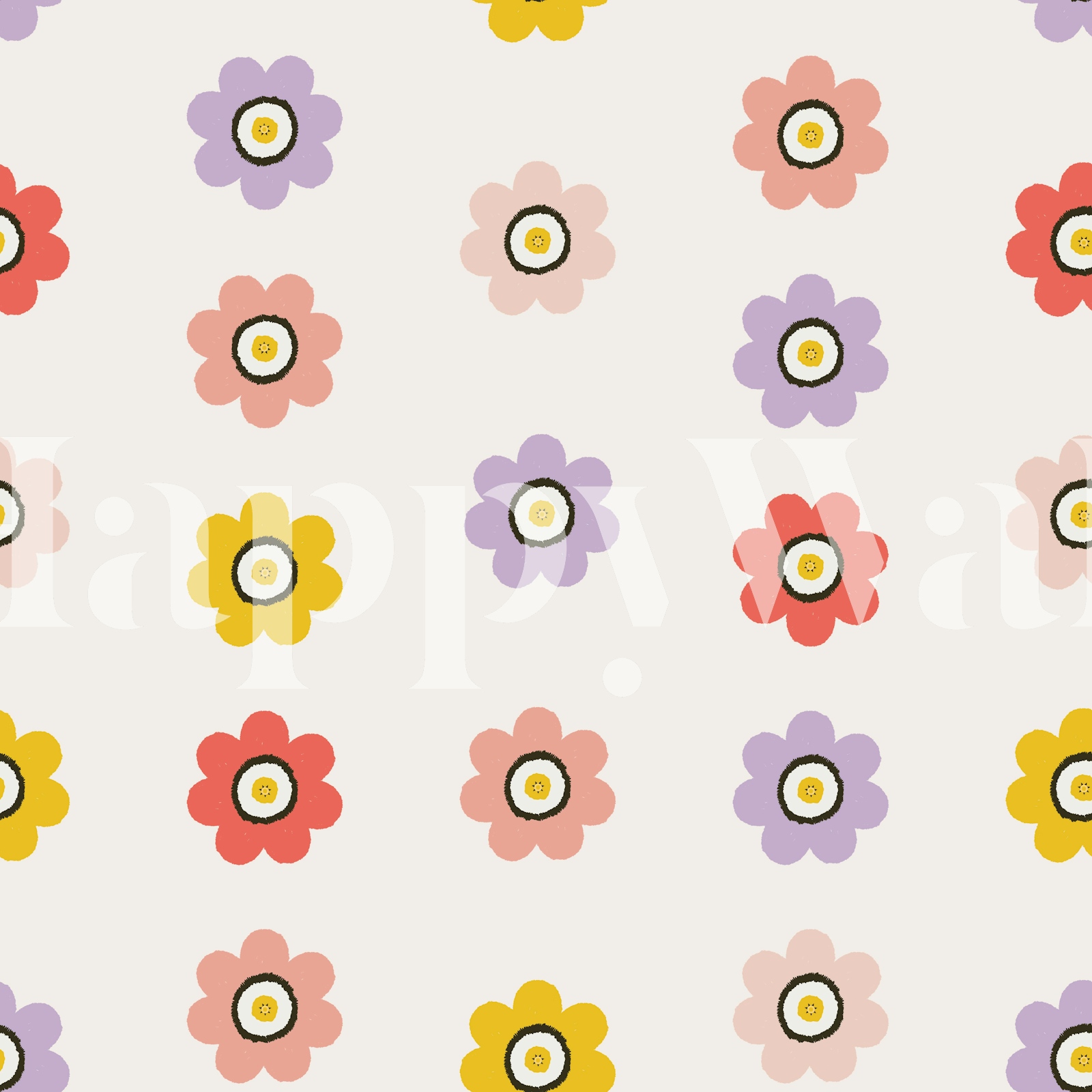 Colorful Retro Flowers Wallpaper | happywall.com