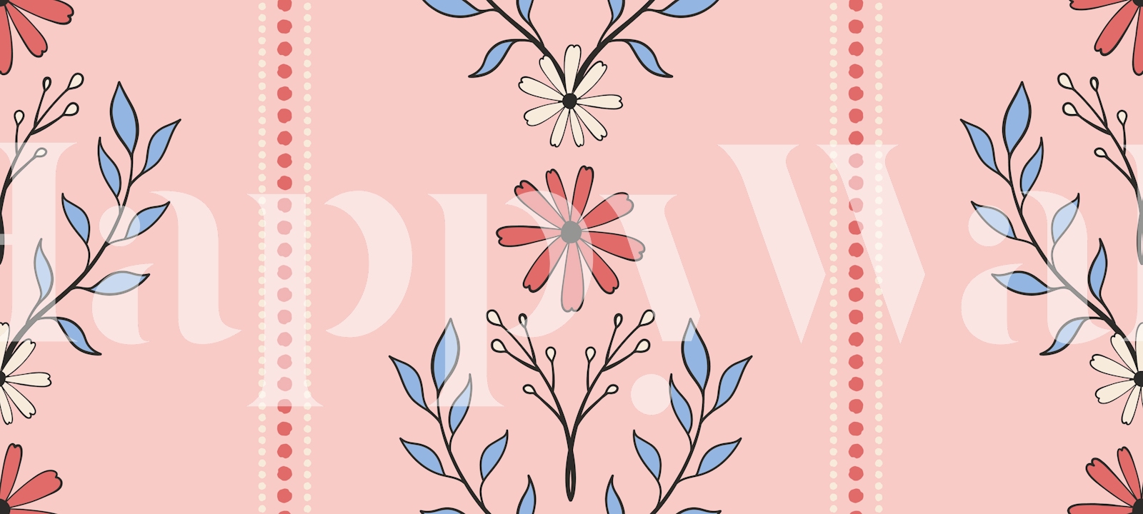 Floral Columns Pink Wallpaper - happywall.com