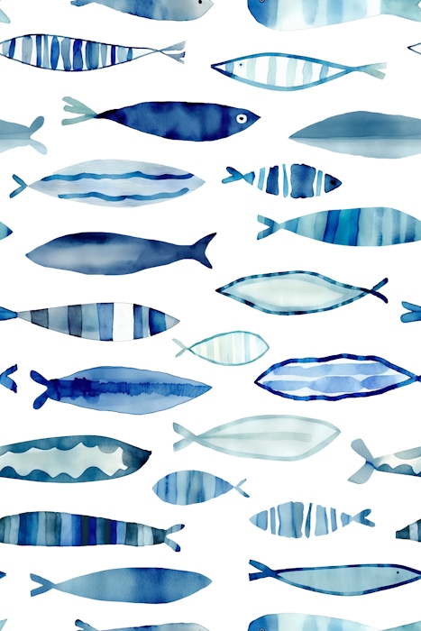 Watercolor Fish Blue Summer Vibes | Happywall