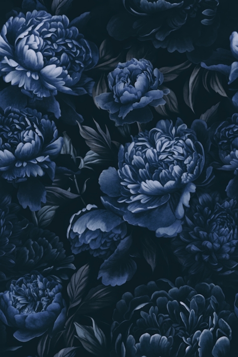 Midnight Blue Floral Wallpaper for Bedroom
