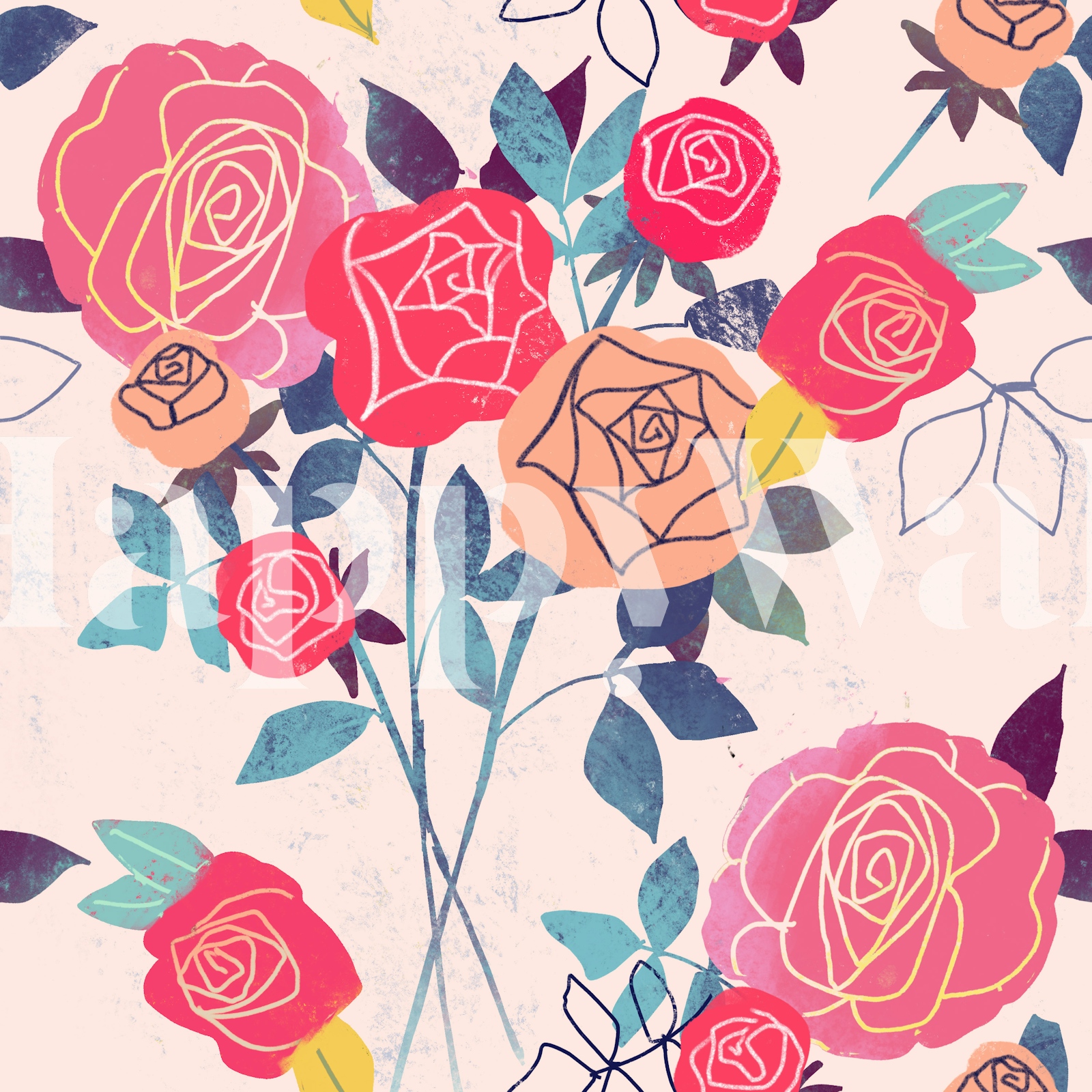 Tossed Roses Wallpaper | Happywall.com