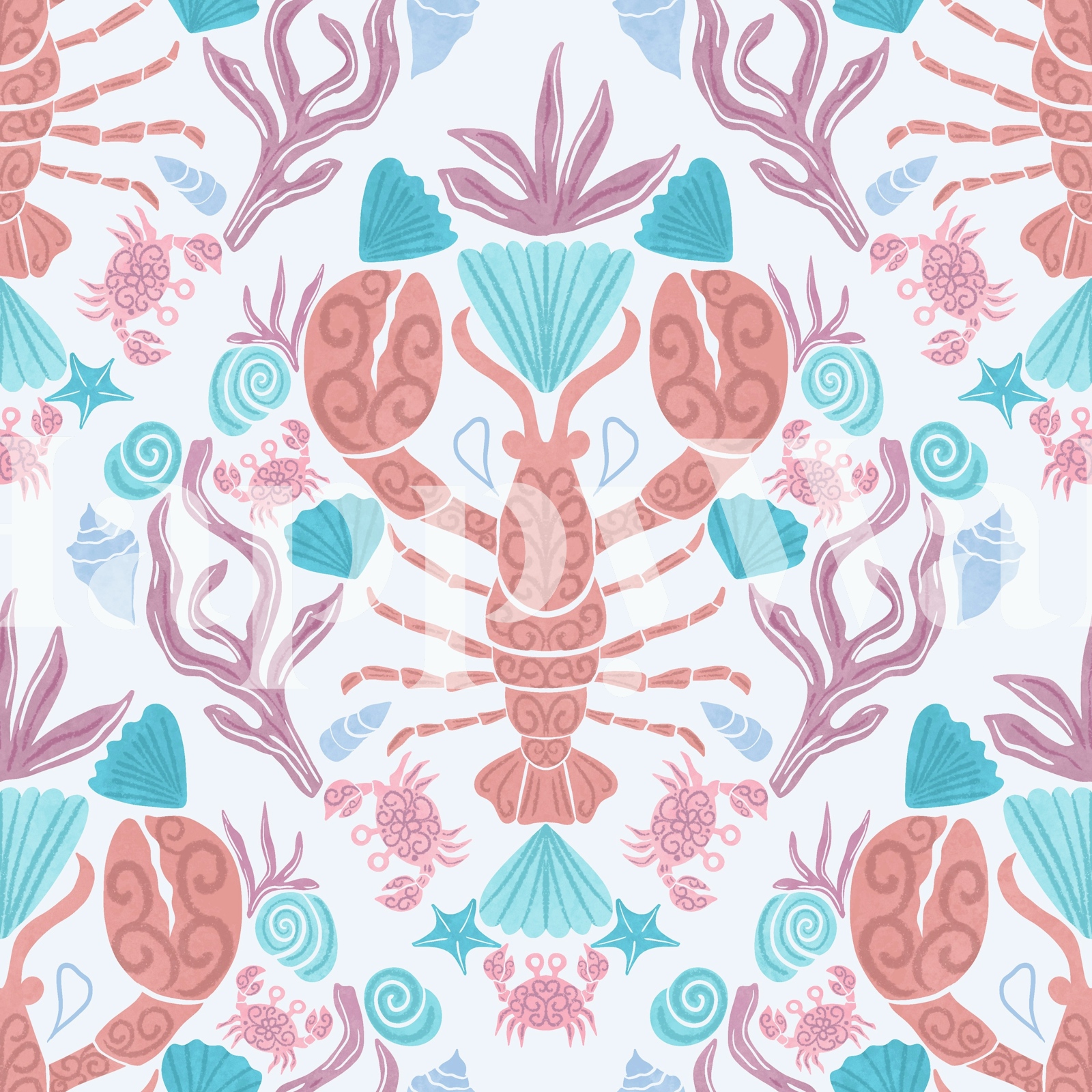 Coastal Lobsters Wallpaper | happywall.com