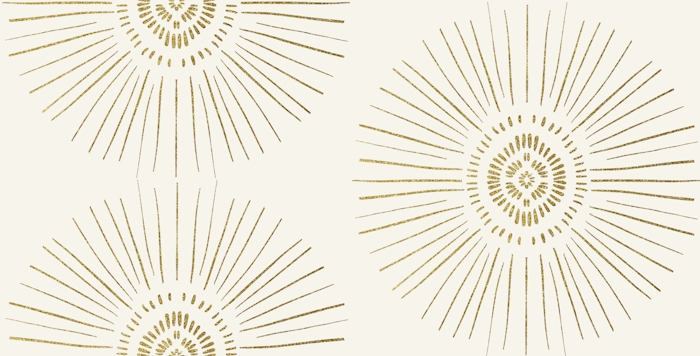 Gold Tribal Sun Symbol Wallpaper for Modern Rooms