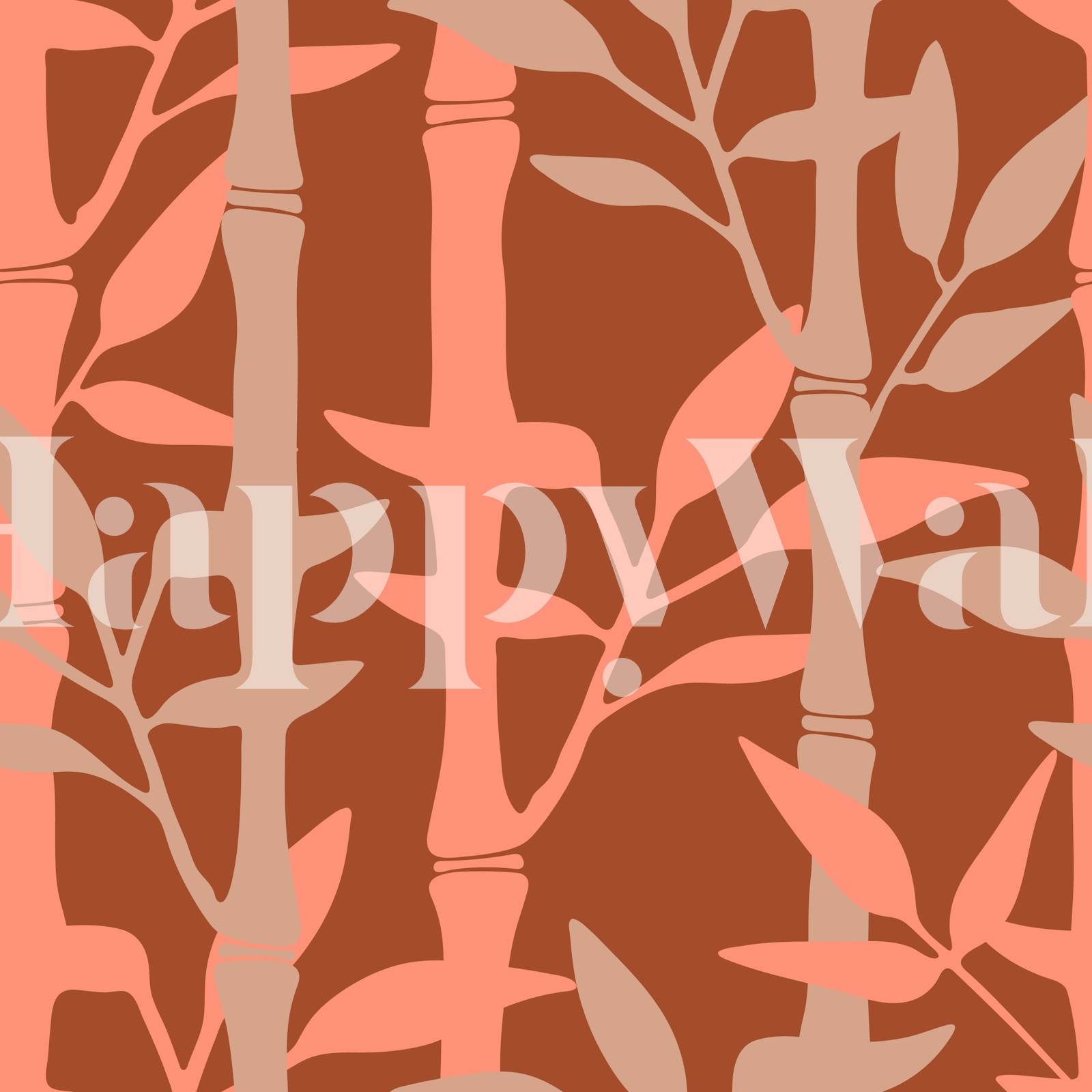 Tropical Bamboo Leaves Rust Wallpaper