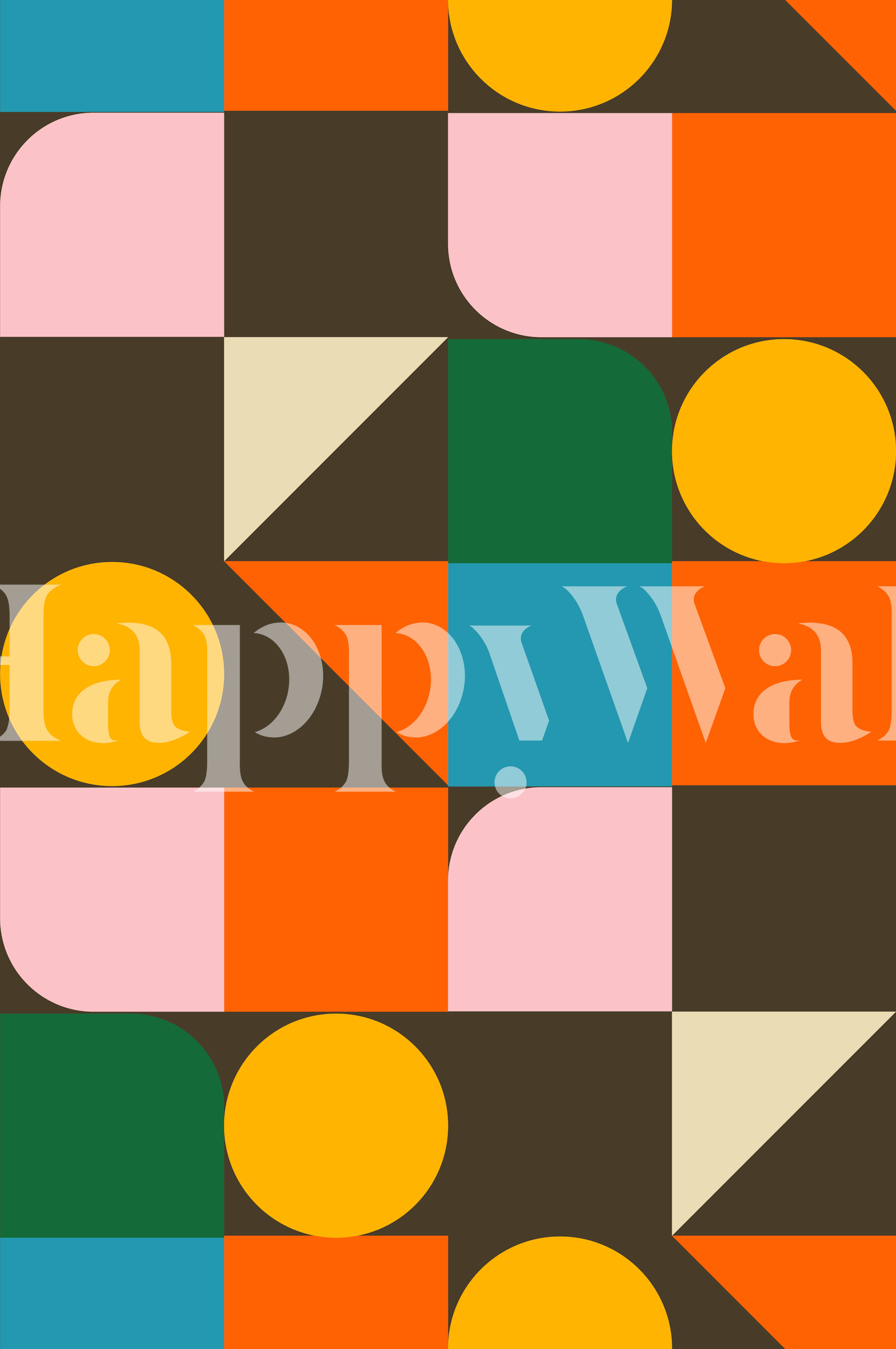 Bauhaus Cube Quilt Brown | Happywall