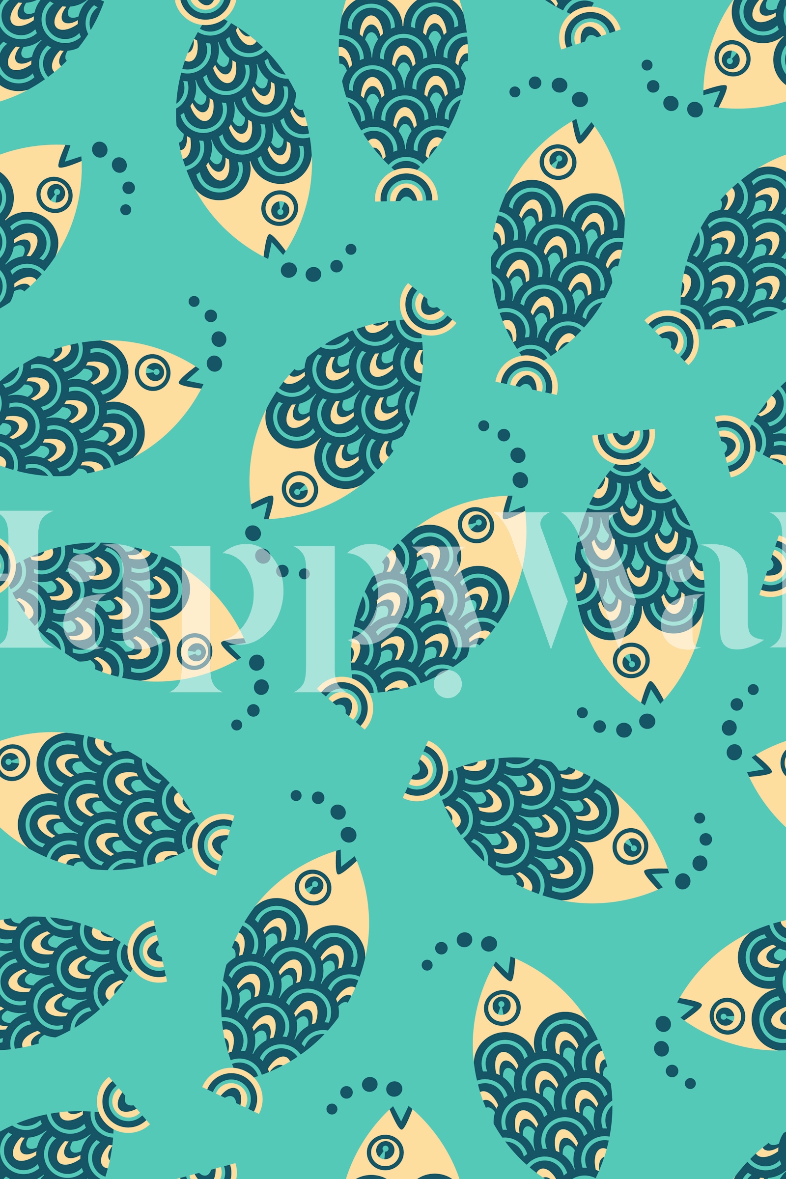 Swimming Fish Retro Tossed Wallpaper