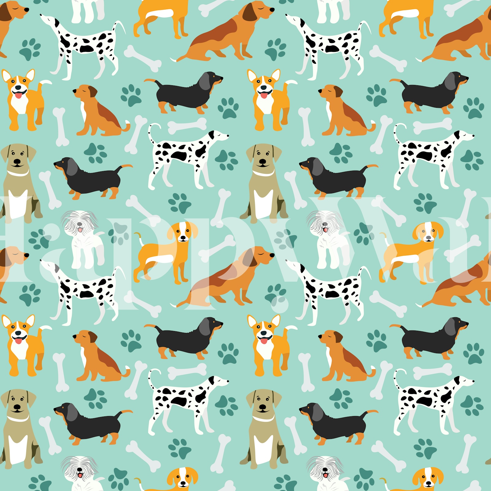 Cute Dog Breeds and Bones Wallpaper