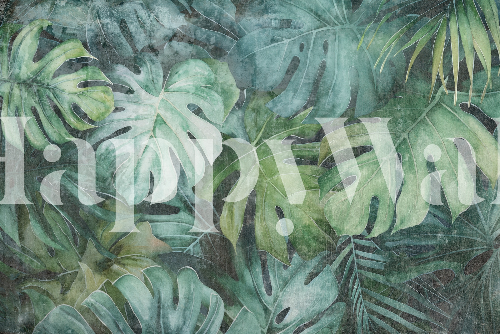 Watercolor Tropical Jungle Foliage - Happywall.com