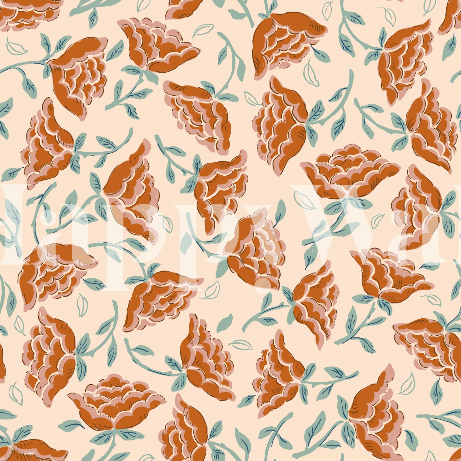 Natural Floral Wallpaper in Earthy Tones