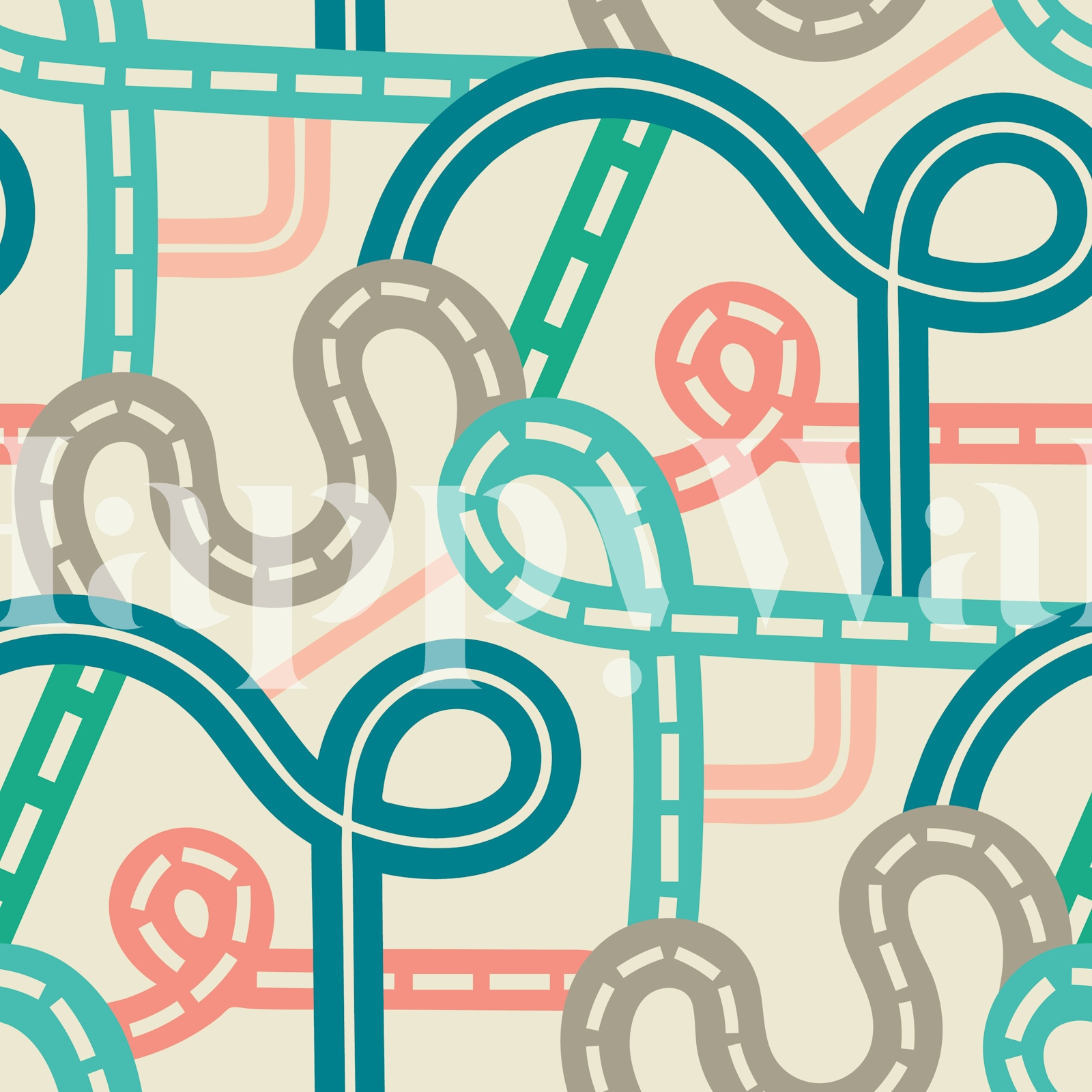 Colorful Kids Map Road Wallpaper