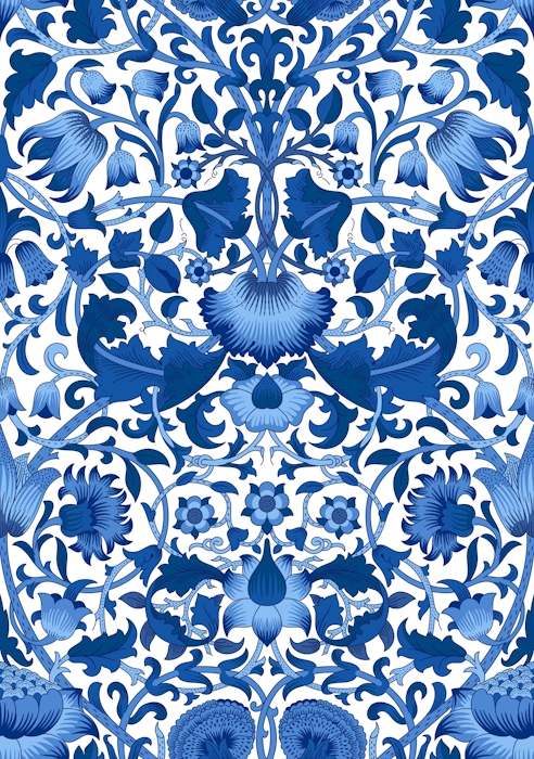 Blue Floral Victorian Wallpaper
