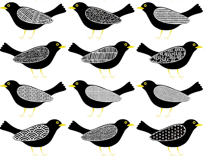 Blackbirds Pattern Wallpaper | happywall.com
