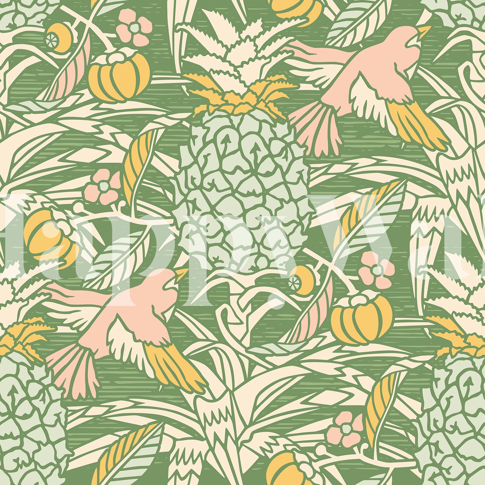 Tropical Damask Wallpaper - Happywall