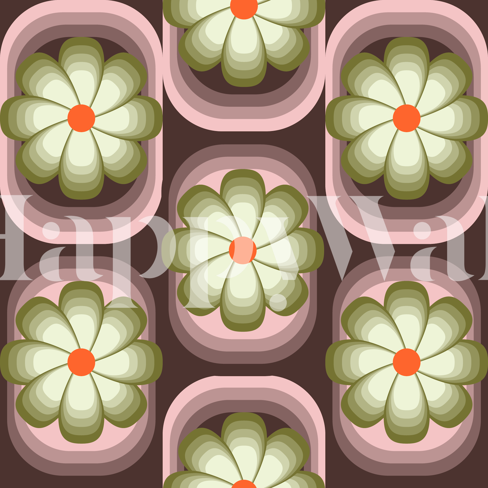 High Contrast Retro 70s Flowers | HappyWall