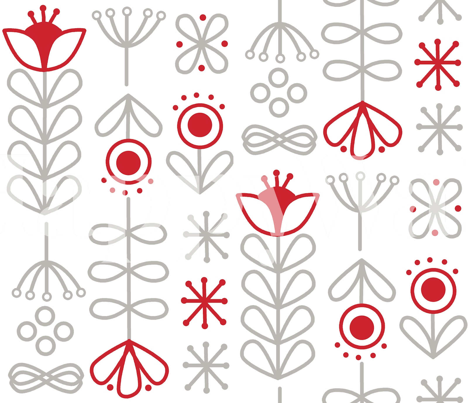 Folk Floral in Red - Happywall