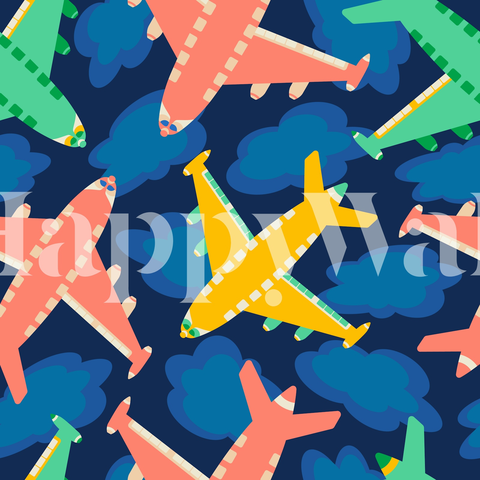 Colorful Airplane Wallpaper for Kids | happywall.com