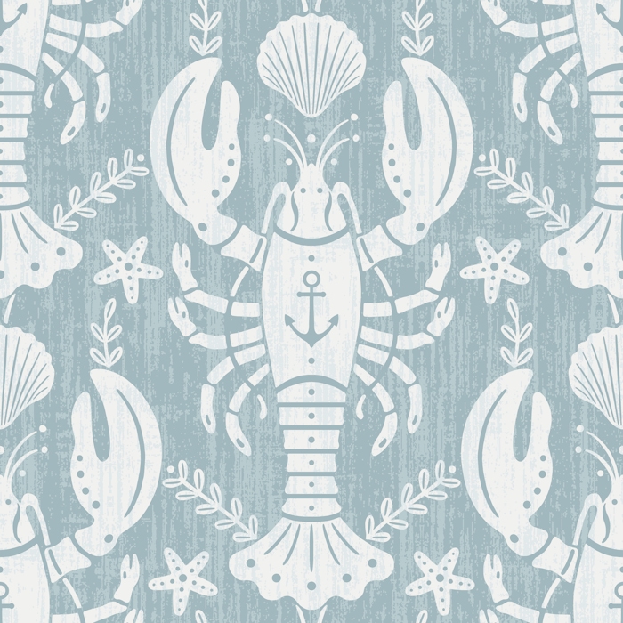 Blue Lobster Pattern Nautical Wallpaper