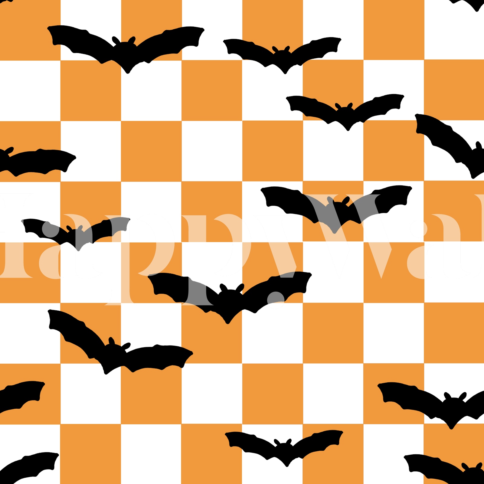 Black and Orange Bat Checkerboard Wallpaper