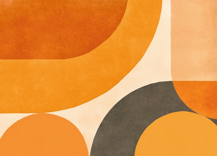 Mid Century Roundish Shapes Warm Sunset | Happywall