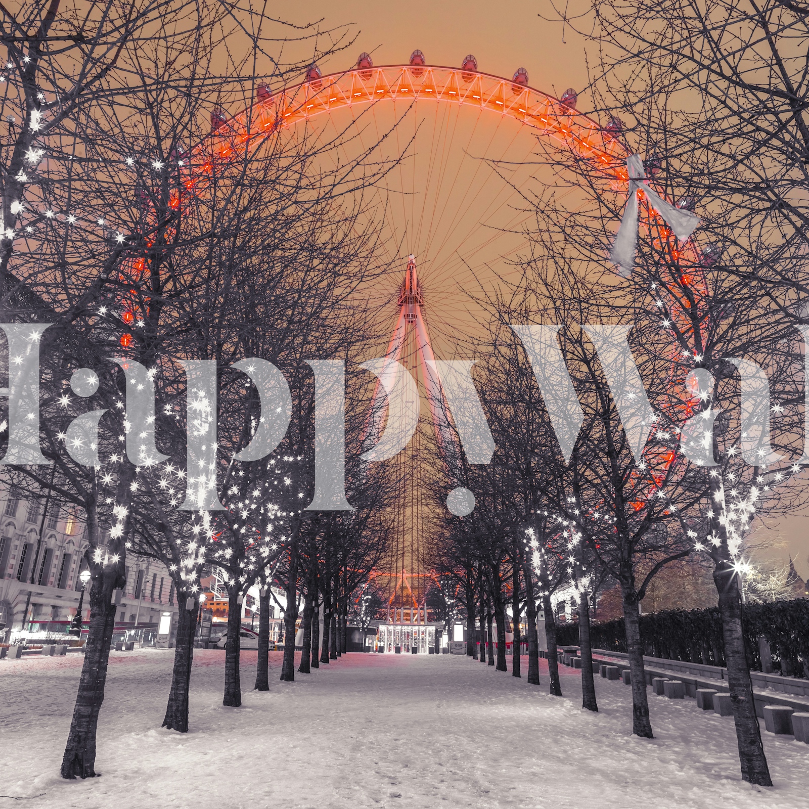 Snowy London Spectacle Wallpaper | happywall.com