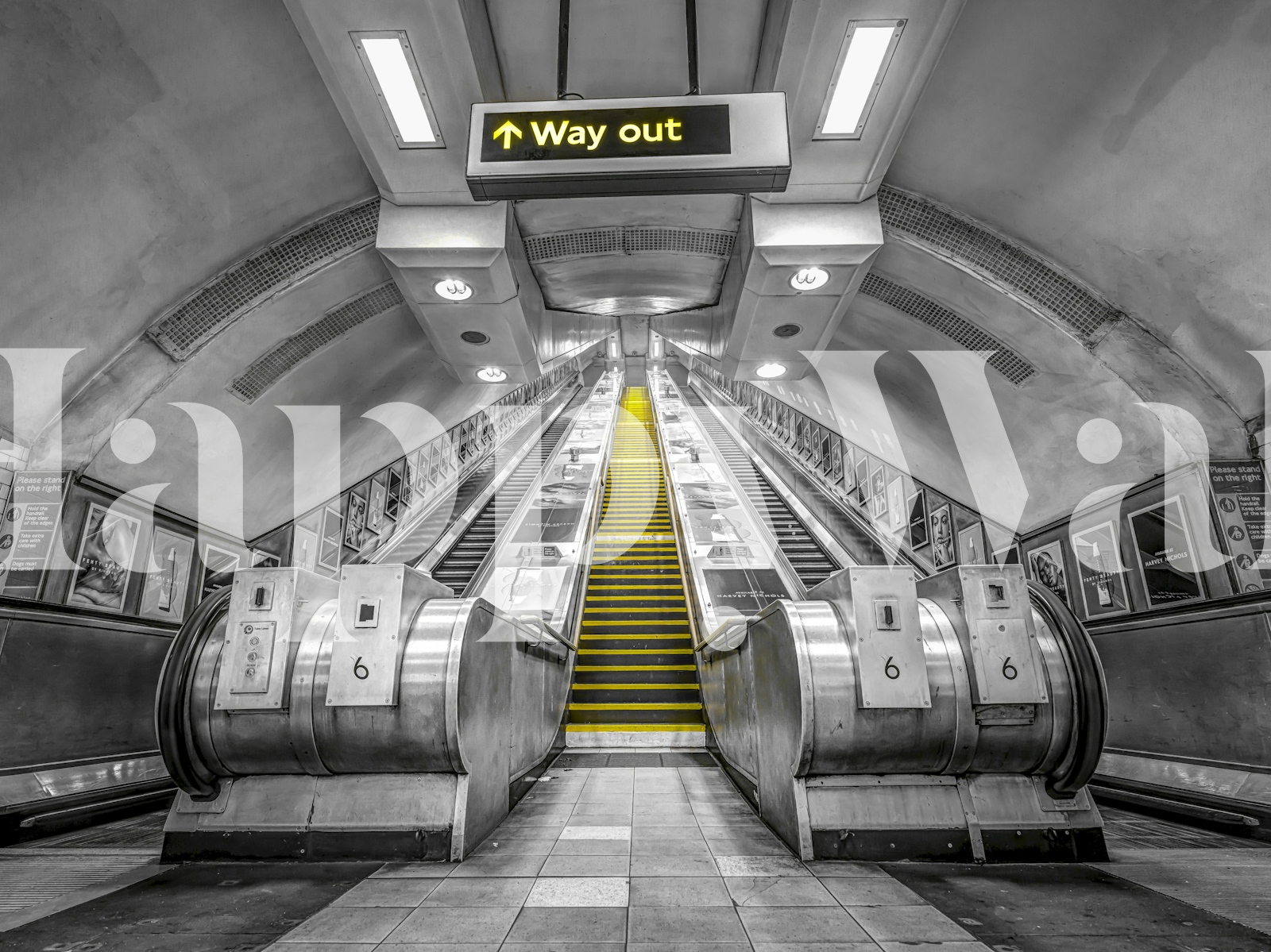 London Tube Escalators Wallpaper | Happywall.com