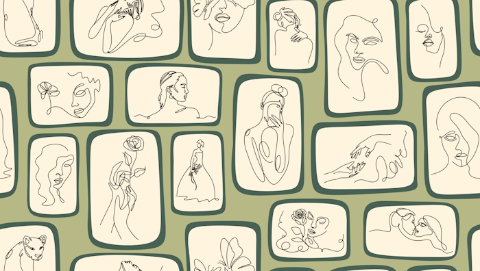 Line Art Gallery 3 Green | happywall.com