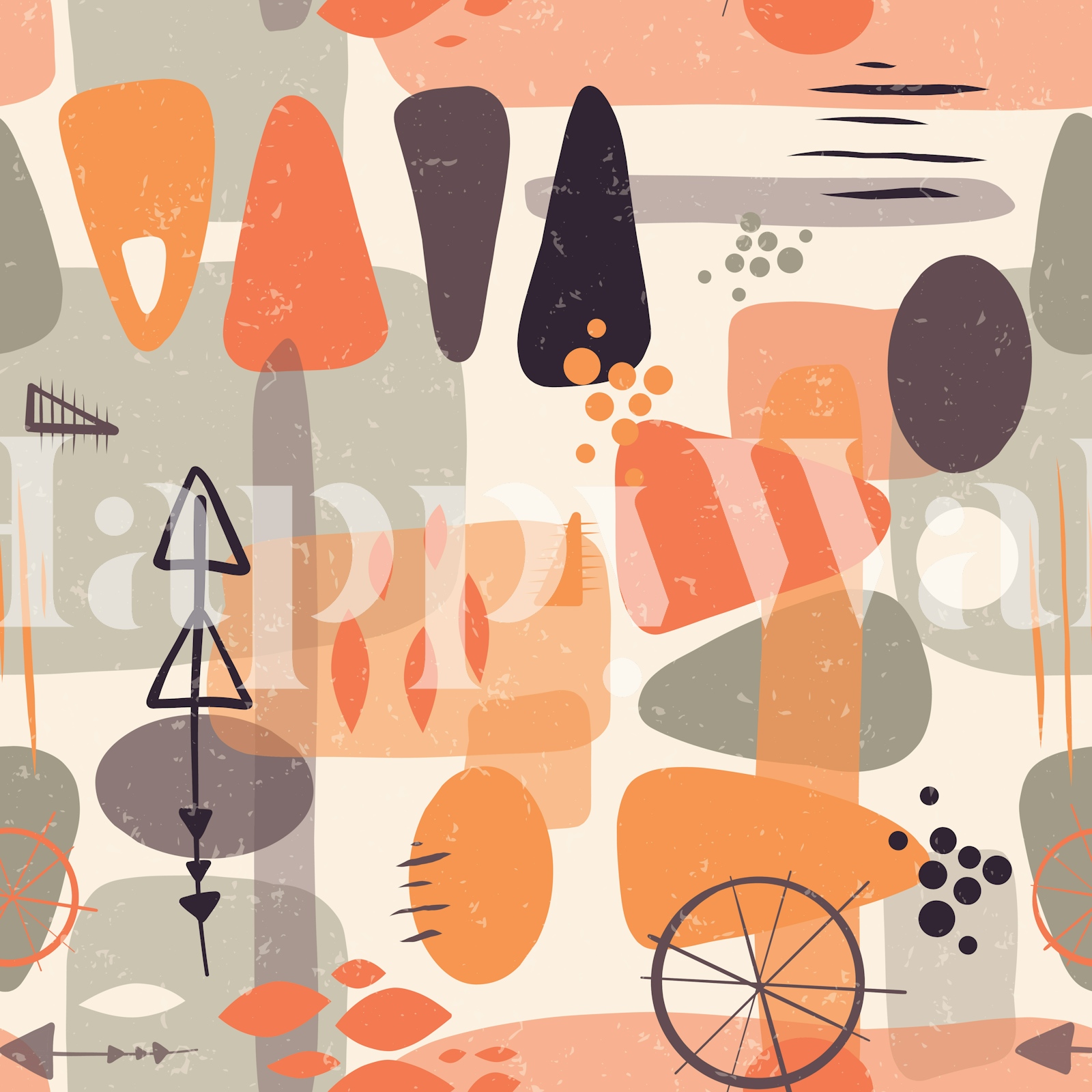 Mid Century Modern Orange and Peach Wallpaper