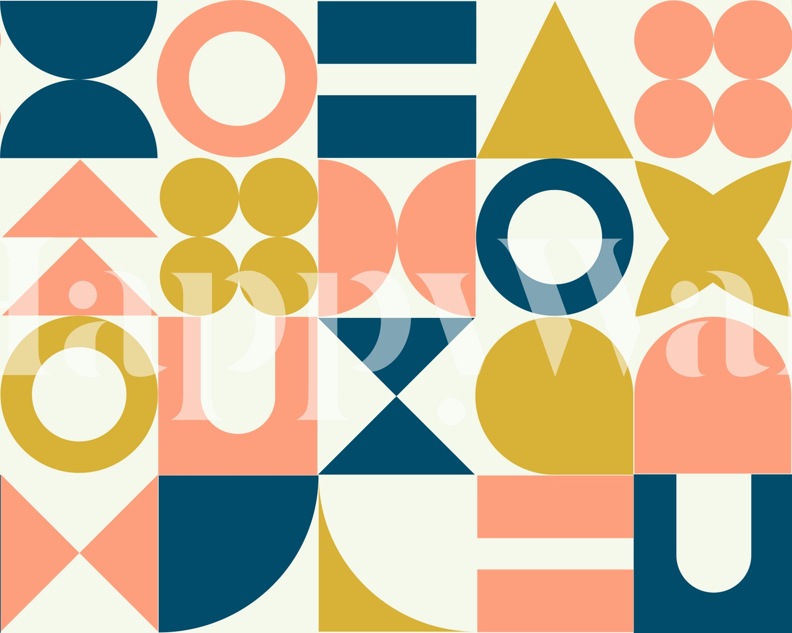 Summer Mid Century Retro Geometric Shapes Wallpaper