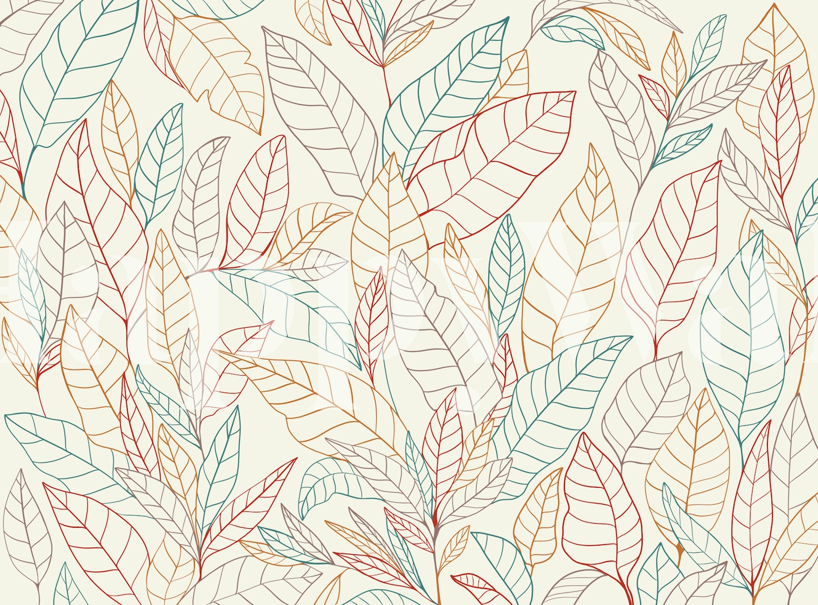 Leaves and Lines Wallpaper | happywall.com