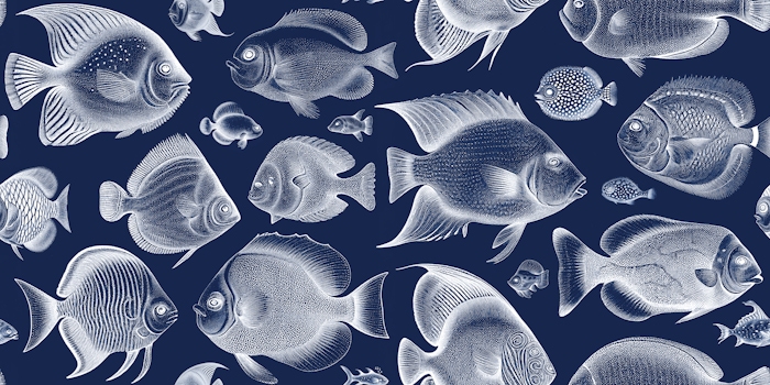 Nautical Fish Design Dark Blue Wallpaper
