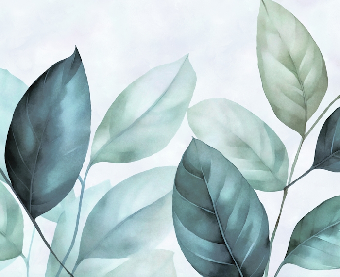 Calm Teal Blue Foliage Wallpaper