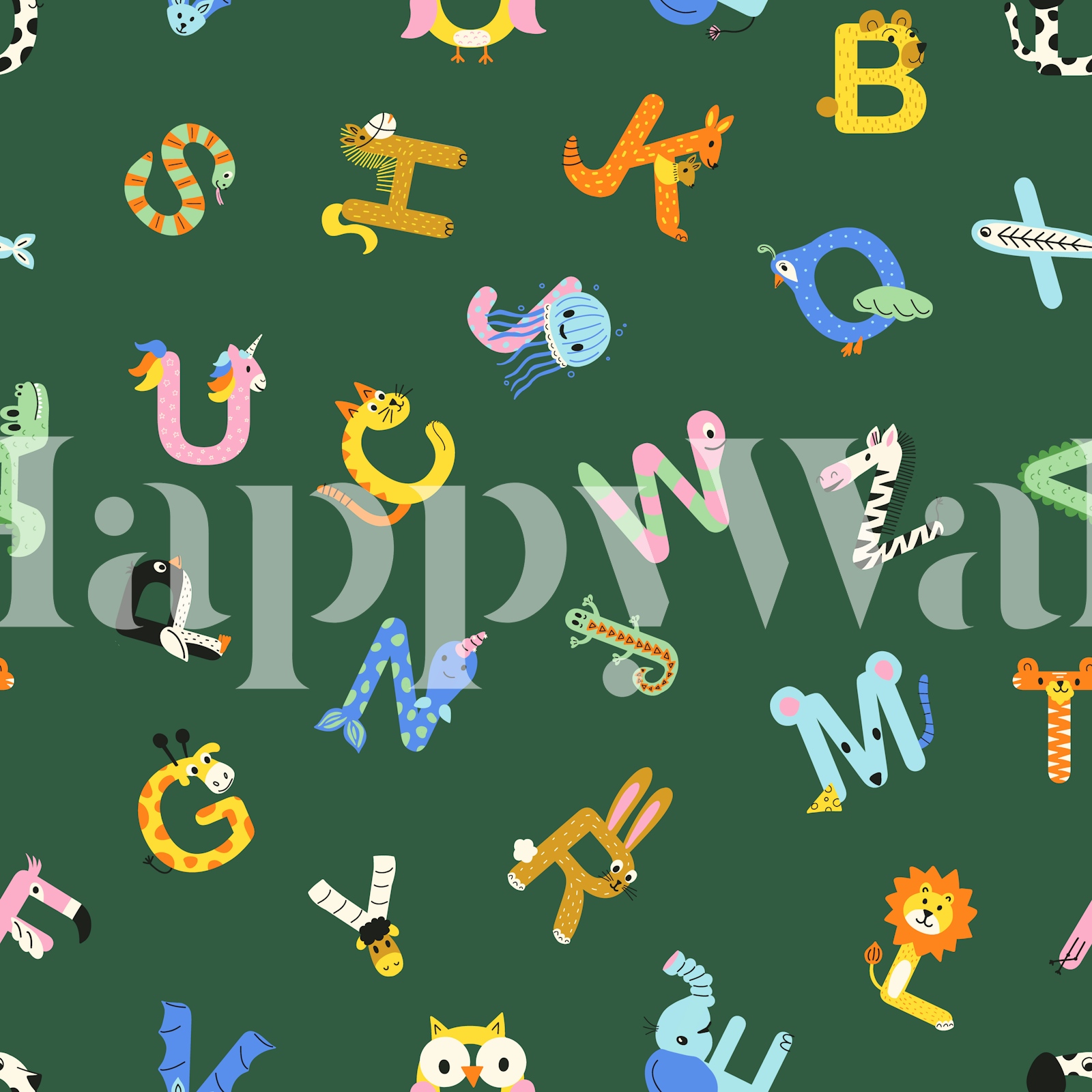 Colorful Animal ABC Wallpaper for Kids