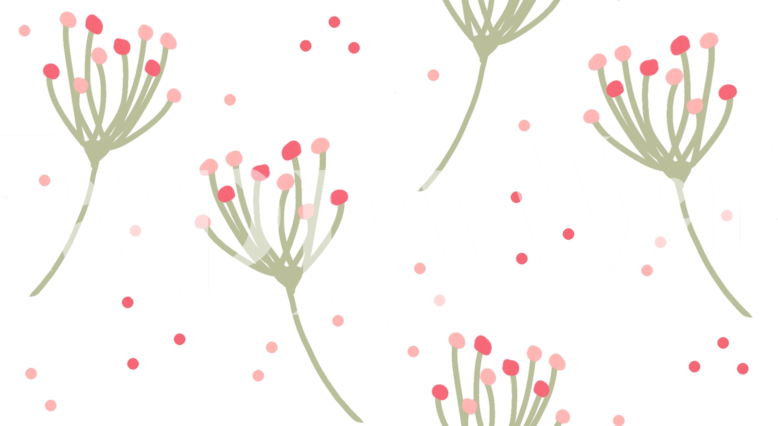 Pink Floral Wallpaper with Dandelions Pattern