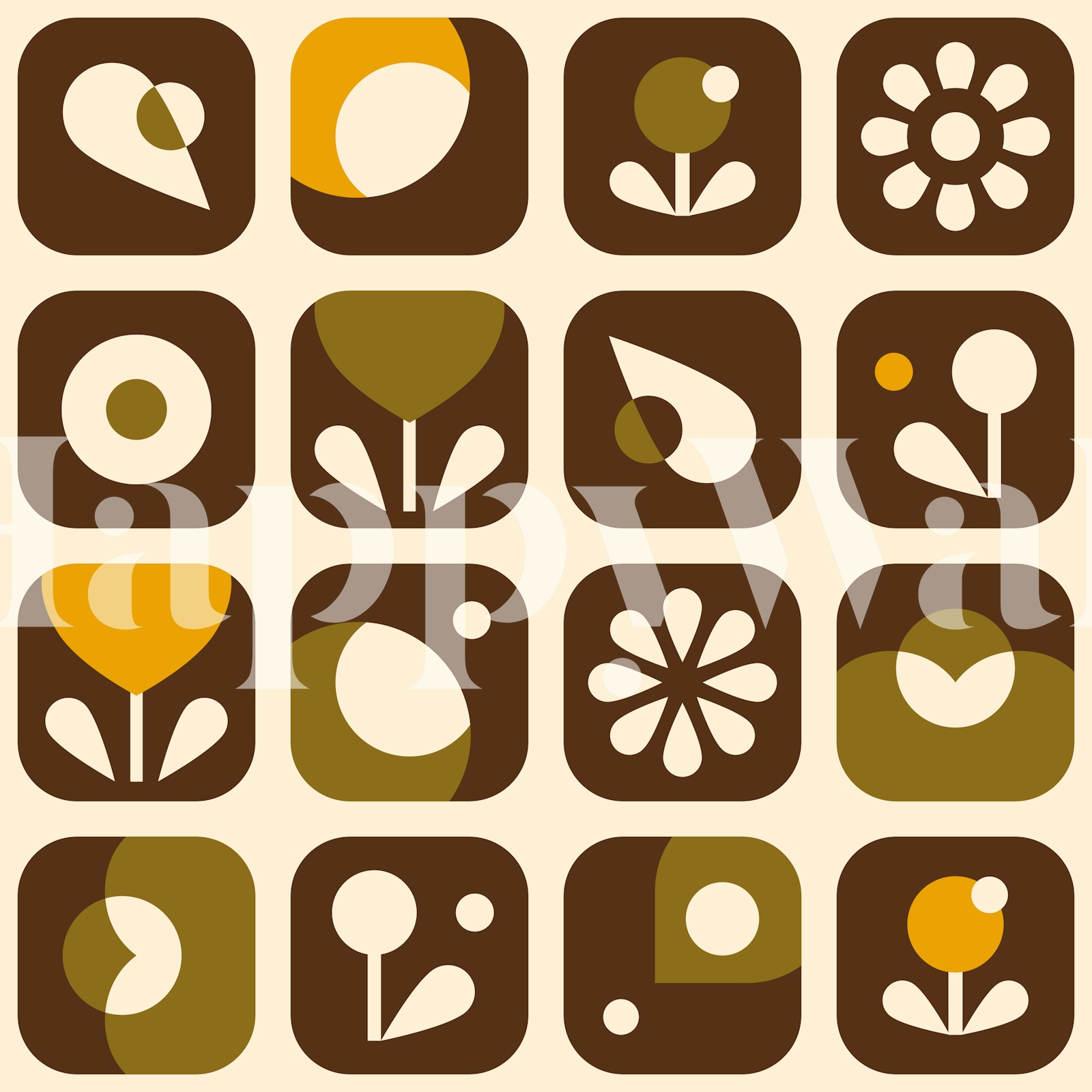 Midcentury Modern Abstract Tile Wallpaper