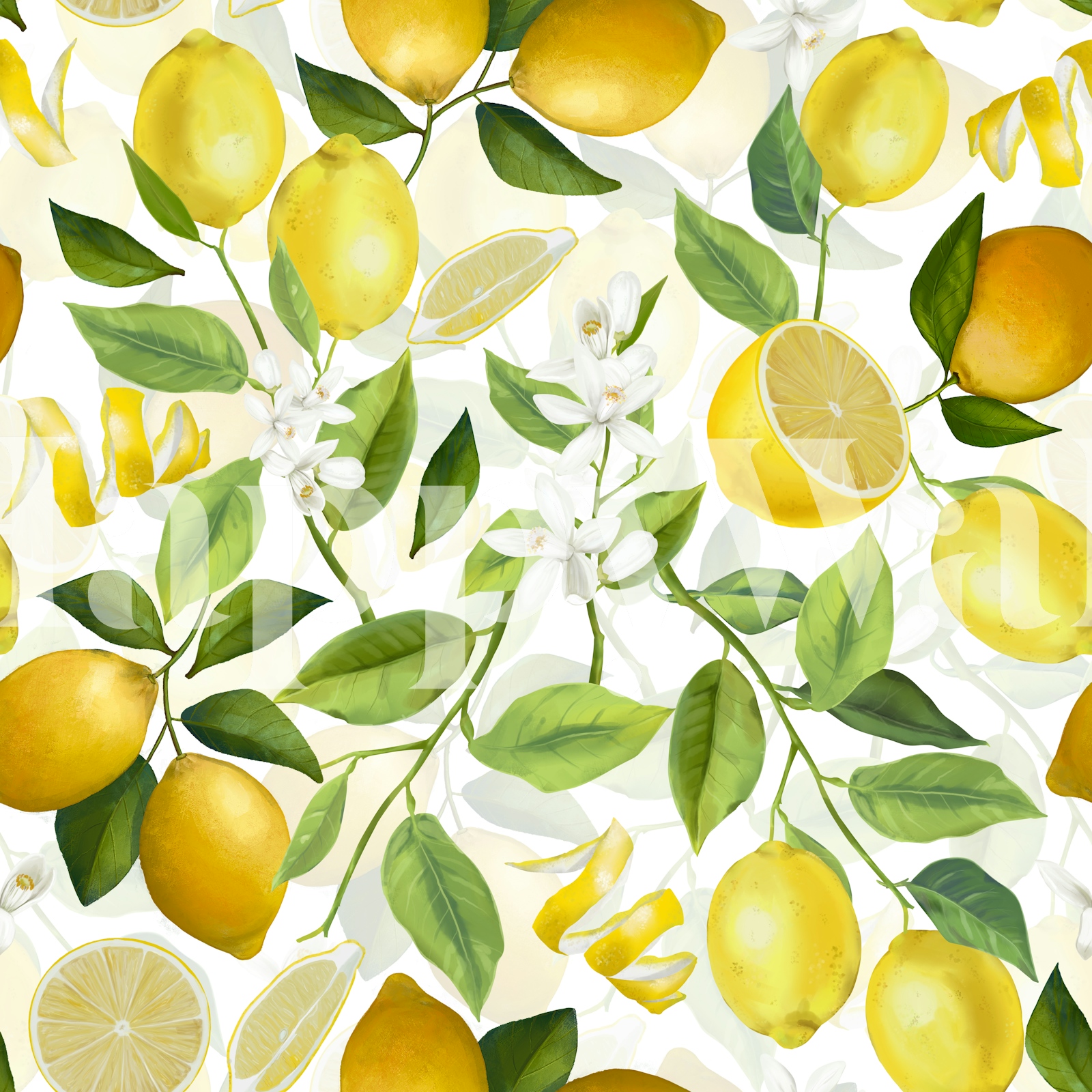 Vintage Summer Lemon Garden Wallpaper - Happywall