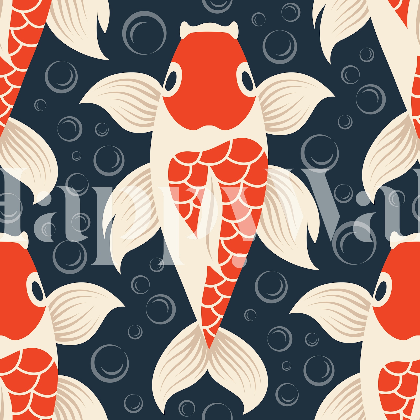 Koi Fish Pattern Wallpaper | happywall.com