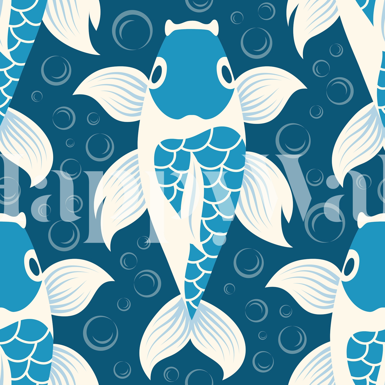 Blue Koi Fish Wallpaper for Bedroom