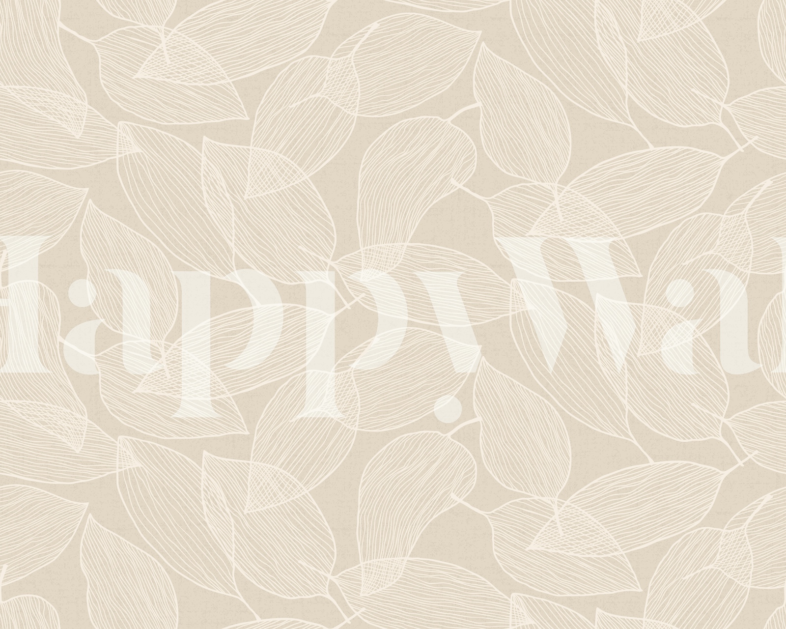 Neutral Leaves Line Wallpaper - happywall.com